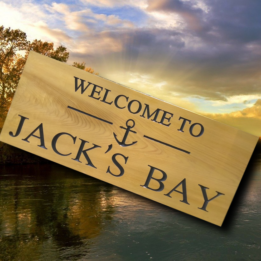 Cedar Road Sign, Rectangular with Anchor, Muskoka Signs – Maison Muskoka